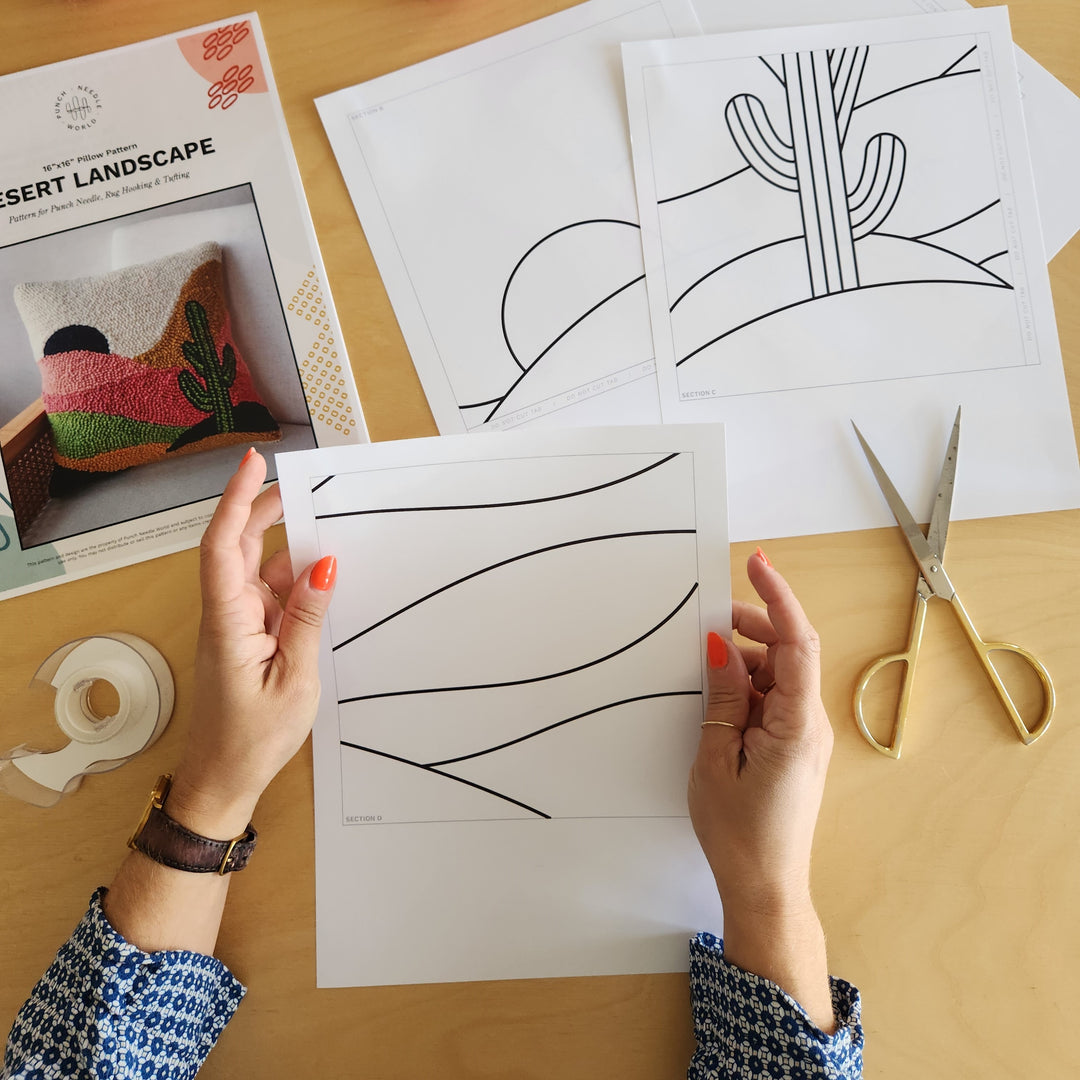 Desert Landscape - 16" Pillow - Punch Needle World PDF Pattern