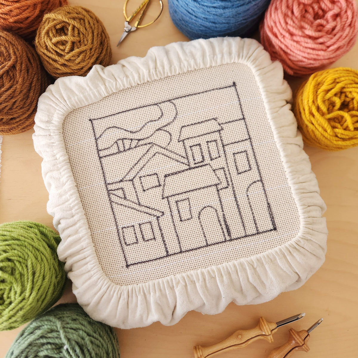 Little Houses - PDF Punch Needle Pattern by Punch Needle World