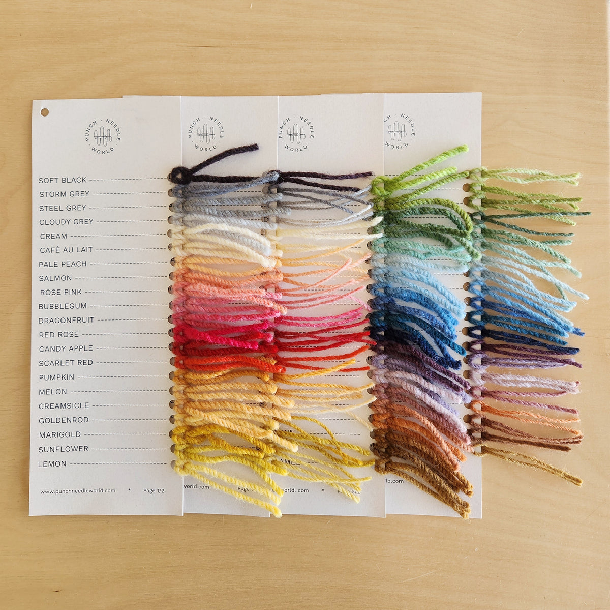 Punch Needle World Rug Yarn - Color Card