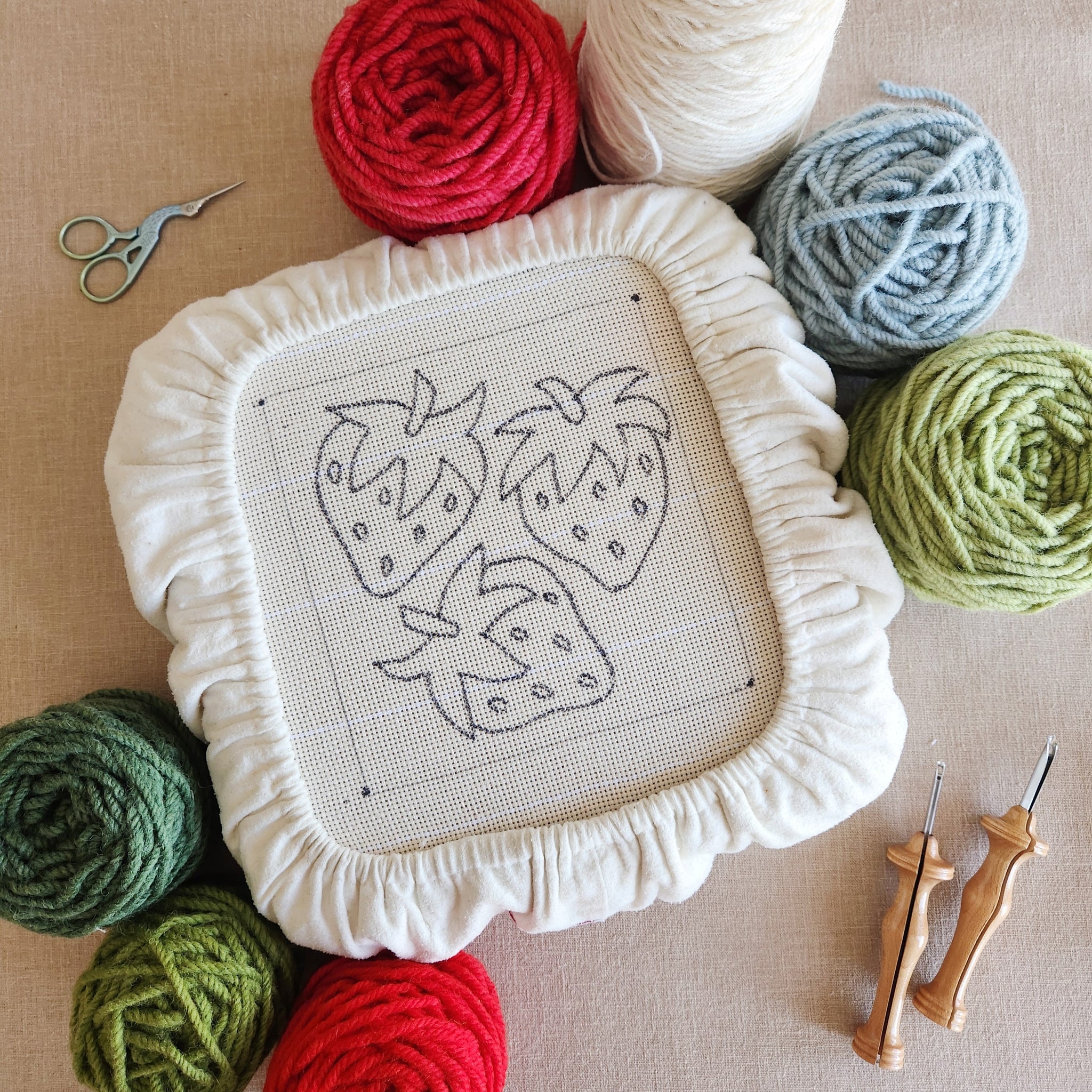 Strawberries - PDF Punch Needle Pattern by Punch Needle World