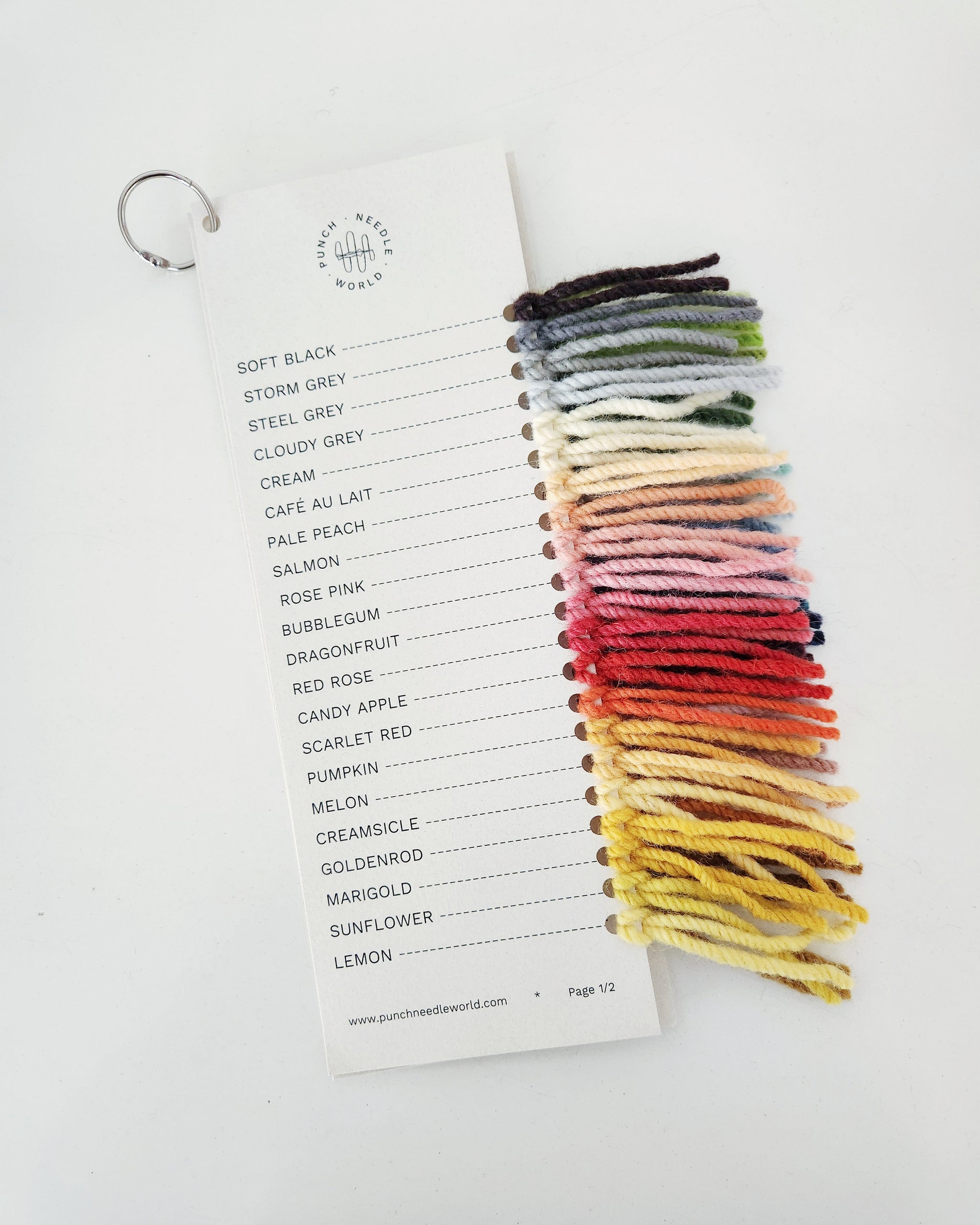 Punch Needle World Rug Yarn - Color Card