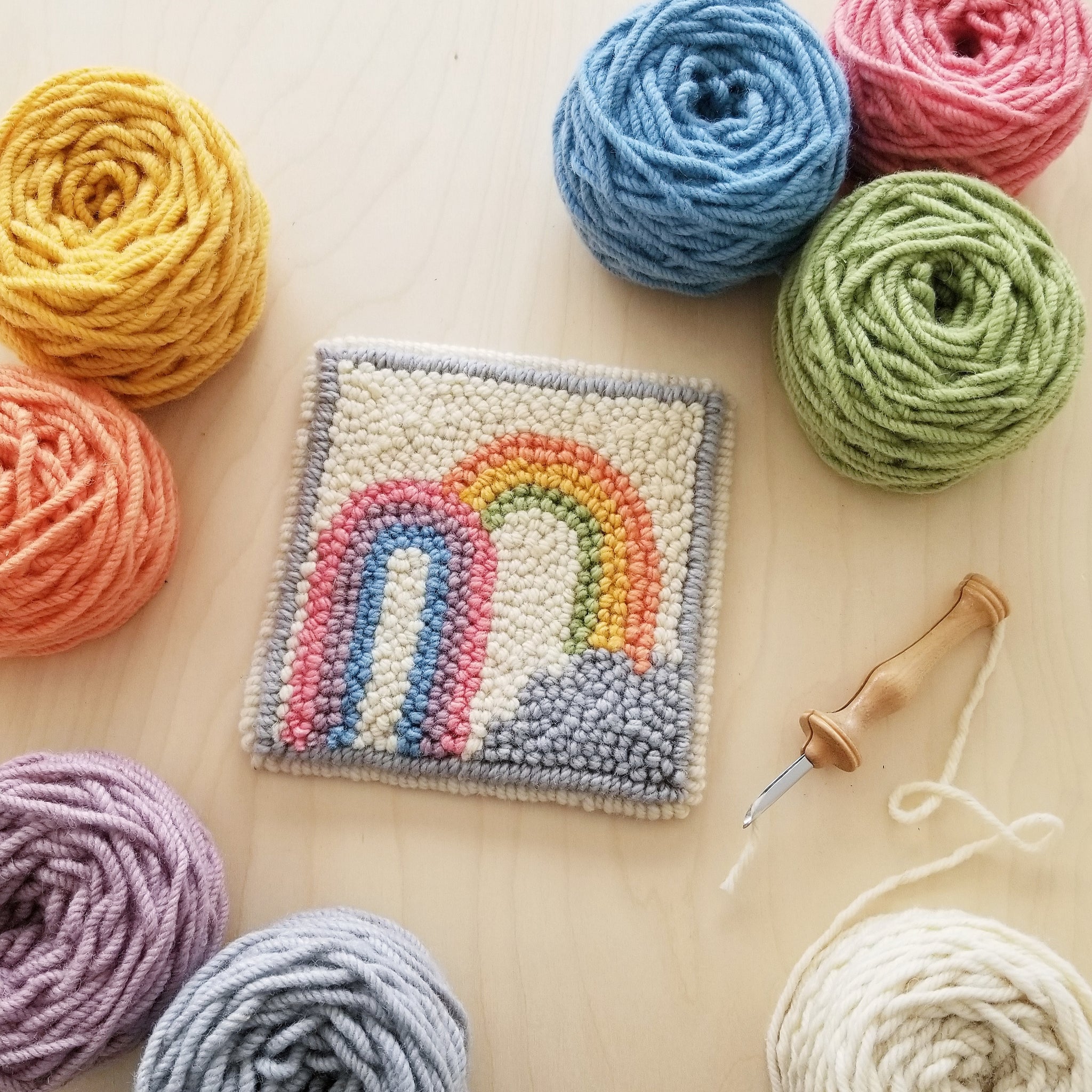 Double Rainbow - PDF Punch Needle Pattern by Punch Needle World