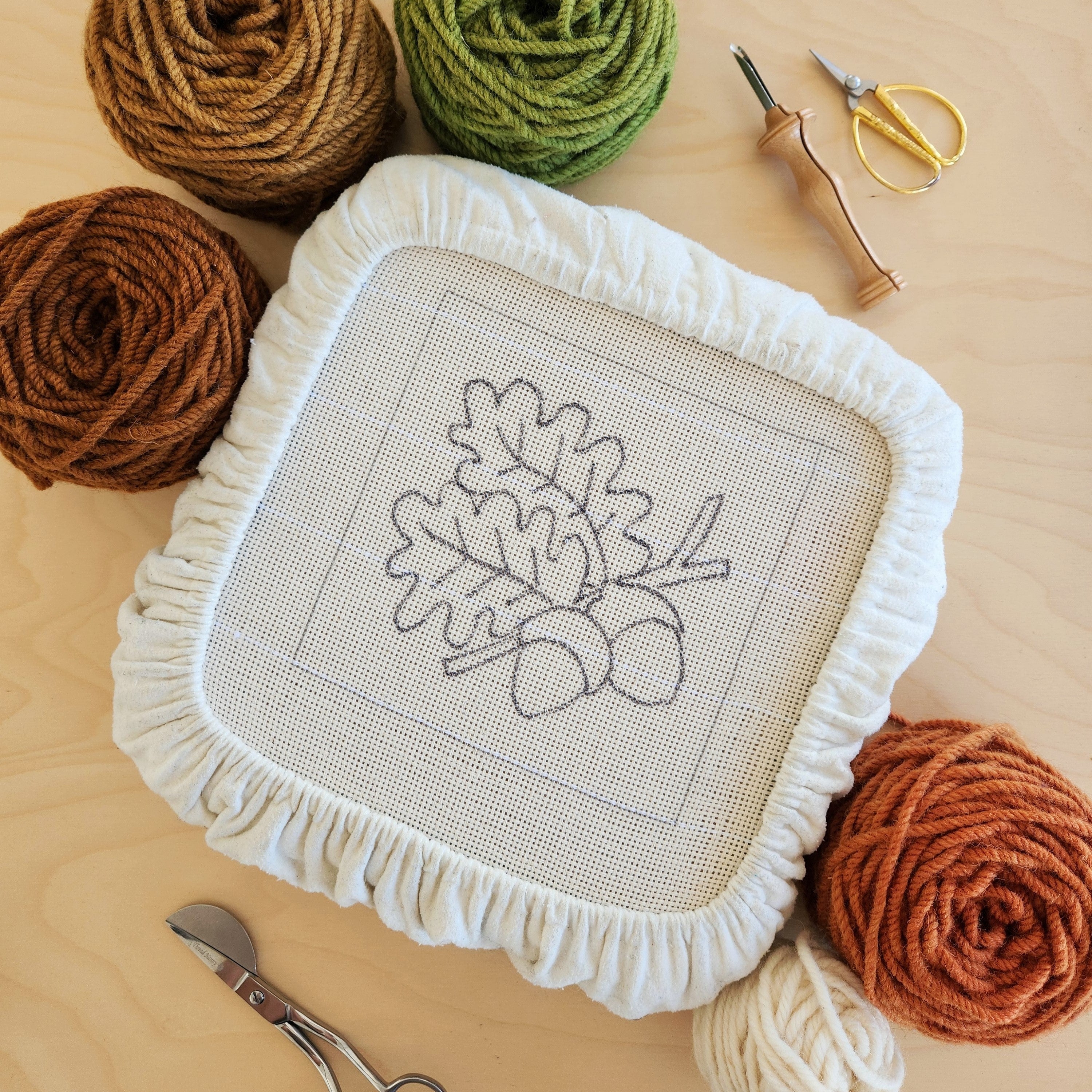 Autumn Acorns - PDF Punch Needle Pattern by Punch Needle World